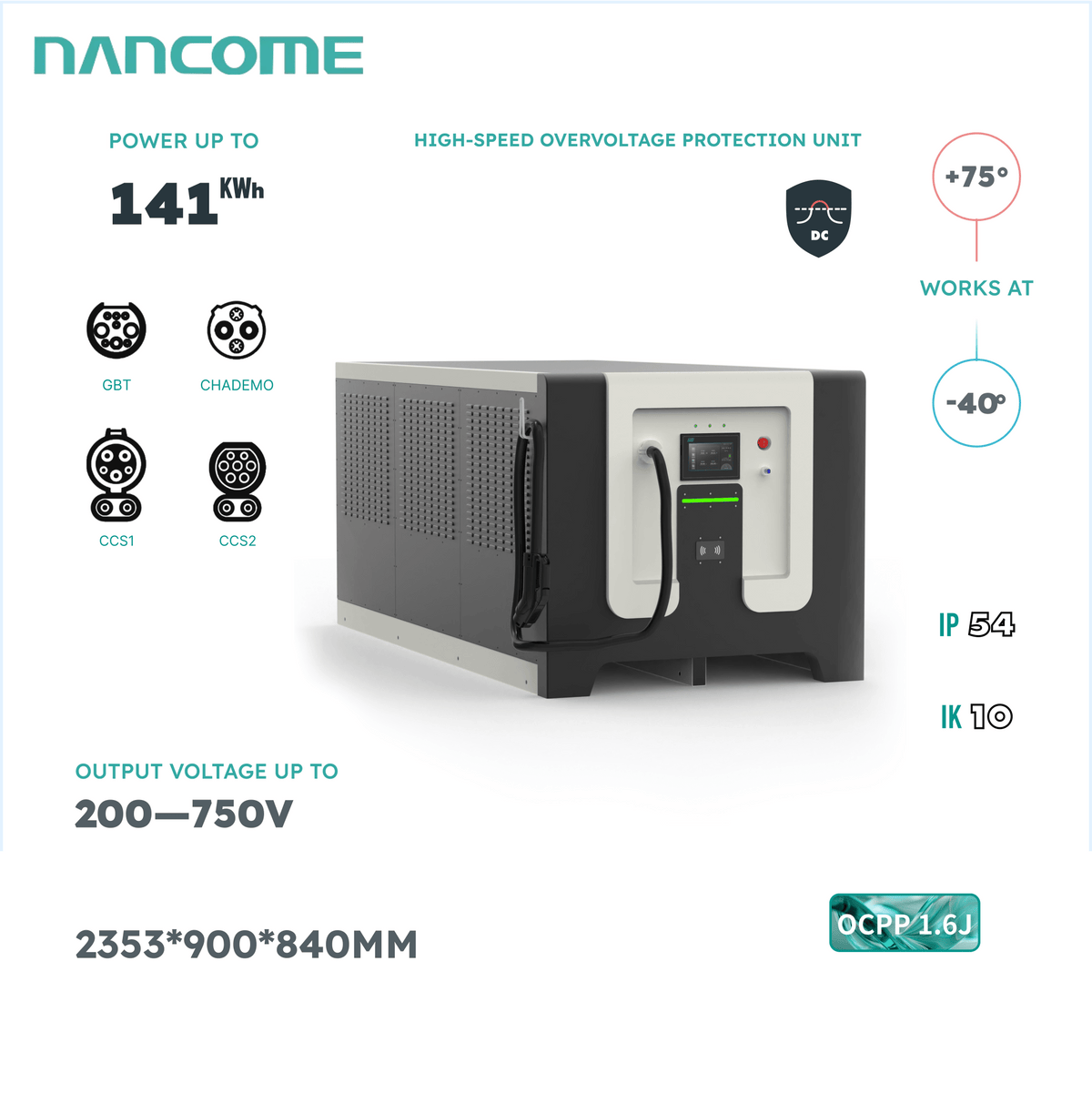 Nancome 141kWh Mobile EV DC Charging System | Commercial | CCS2